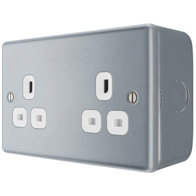 BG Metal Clad Double Unswitched 13A Socket