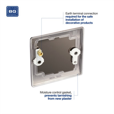 BG NBN94 Nexus Metal Black Nickel 1 Gang Blanking Plate