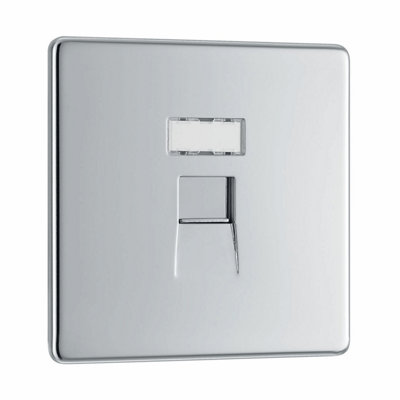 BG Nexus Flatplate Screwless Polished Chrome 1 Gang RJ45 Data Outlet Socket