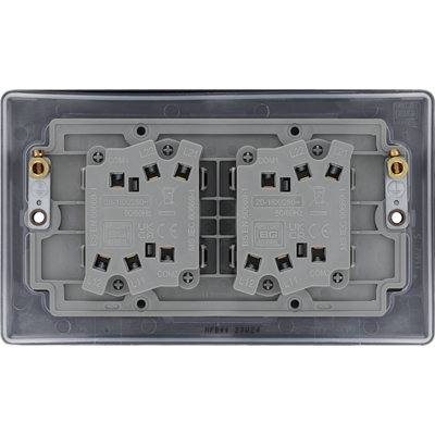 BG Nexus Metal 20A Quadruple Wall Light Switch, 2 Way, Matt Black