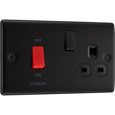 BG Nexus Metal 45A Cooker Control Unit with LED, Matt Black