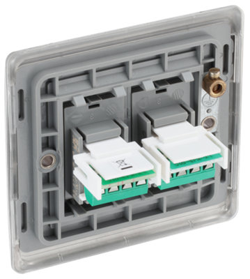 BG Nexus Metal Brushed Steel 2 Gang RJ11 Broadband Socket - NBSRJ112