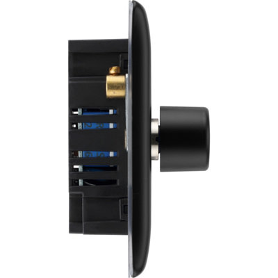 BG Nexus Metal Matt Black 200W Double Dimmer Switch, 2-Way Push On/Off ...