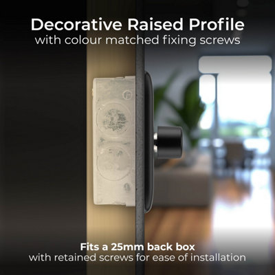 BG Nexus Metal Matt Black 200W Double Dimmer Switch, 2-Way Push On/Off ...