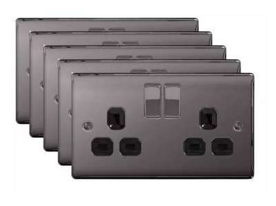 BG NEXUS NBN22B 13A SWITCHED DOUBLE PLUG SOCKET 2 GANG DECORATIVE METAL ...