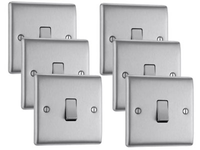 BG Nexus NBS12 20A Single Light Switch 1 Gang 2 Way Rocker - Brushed ...