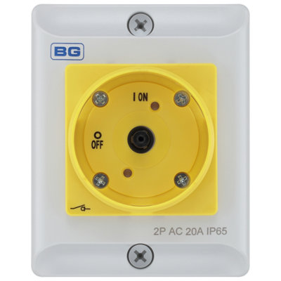 BG Rotary Isolator Switch 2 Pole Padlockable Handle IP65 Rated 20A