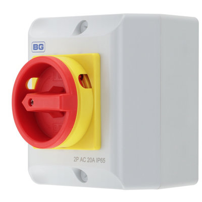 BG Rotary Isolator Switch 2 Pole Padlockable Handle IP65 Rated 20A