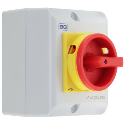 BG Rotary Isolator Switch 4 Pole Padlockable Handle IP65 Rated 20A