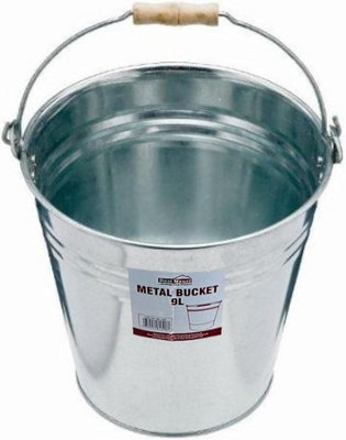 BH - 9 Litre Galvanised Strong Steel Metal Bucket with Handle ...