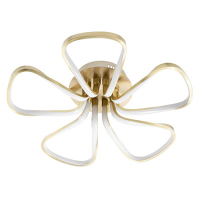 BHS Alvar Satin Brass Petals LED Flush Ceiling Light