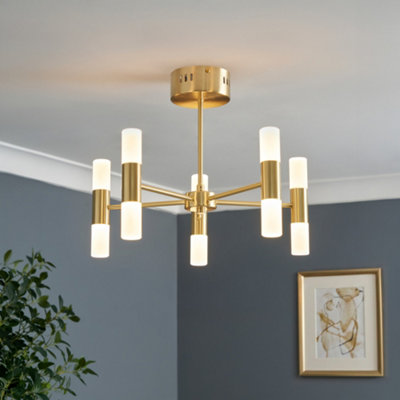 BHS Lois Brass 10 Light Semi Flush Ceiling Light