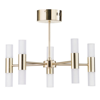 BHS Lois Brass 10 Light Semi Flush Ceiling Light