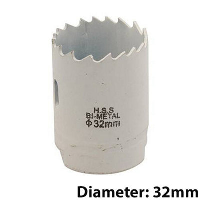 Bi Metal Core Drill Bits 32mm Diameter HSS STEEL Wood Hole Saw Worktop ...