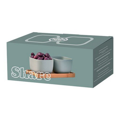 BIA International Share Set of 2 Square Bowls Grey