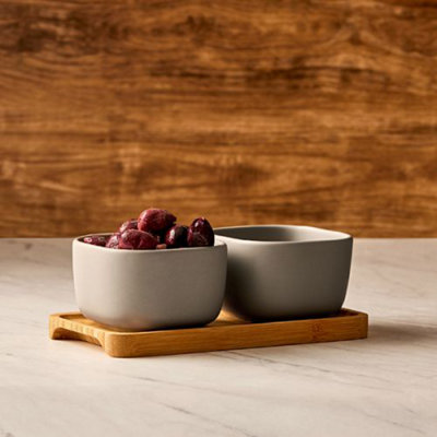 BIA International Share Set of 2 Square Bowls Grey