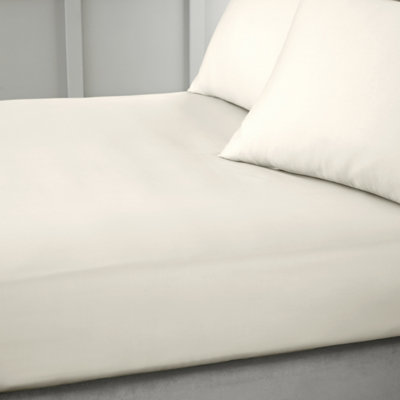 Bianca 400 Thread Count Cotton Sateen Single Fitted Sheet Oyster