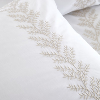 Bianca Embroidery Leaf 180 Thread Count Cotton Duvet Cover Set with ...