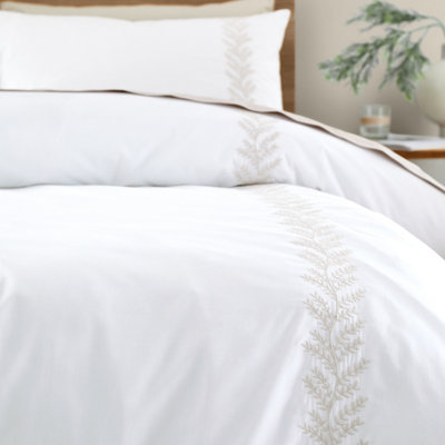 Bianca Embroidery Leaf 180 Thread Count Cotton Duvet Cover Set with ...