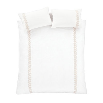 Bianca Embroidery Leaf 180 Thread Count Cotton Duvet Cover Set with ...