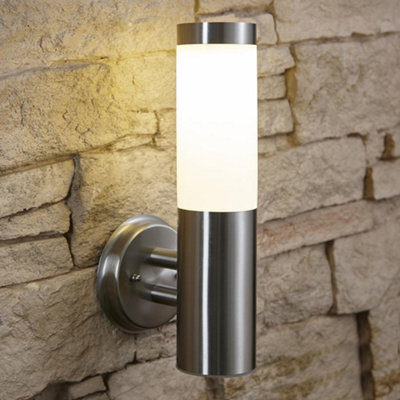 Biard Basford LED Stainless Steel Wall Light | DIY at B&Q