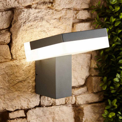 Biard Grey Angled Square Wall Light | DIY at B&Q