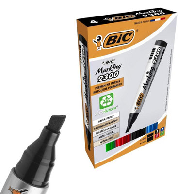 Bic 2300 Bullet Tip Permanent Marker Black, Blue, Red, Green) Pack of 4 ...