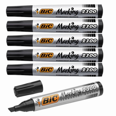 BIC 2300 Permanent Marker Black Long Lasting Water & Light Resistant ...