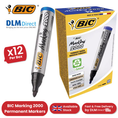 BIC Marking 2000 ECOlutions Permanent Bullet Tip Markers Blue 12
