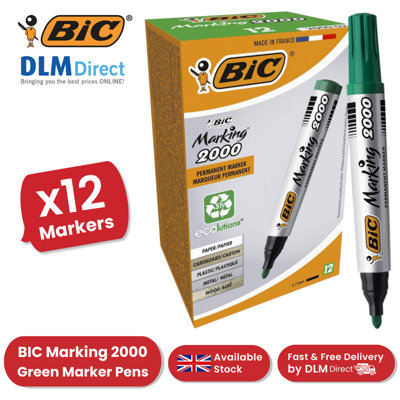 BIC Marking 2000 ECOlutions Permanent Bullet Tip Markers Green - Box of 12