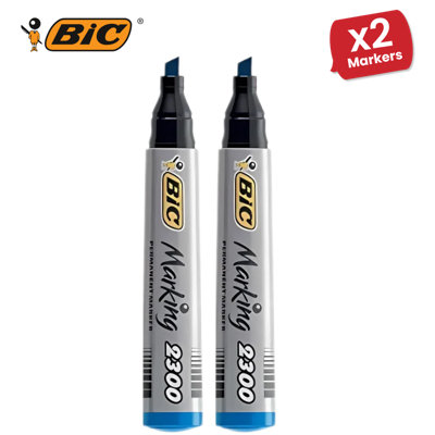 BIC Marking 2300 ECOlutions Permanent Chisel Tip Markers Blue Pen - 2 Packs