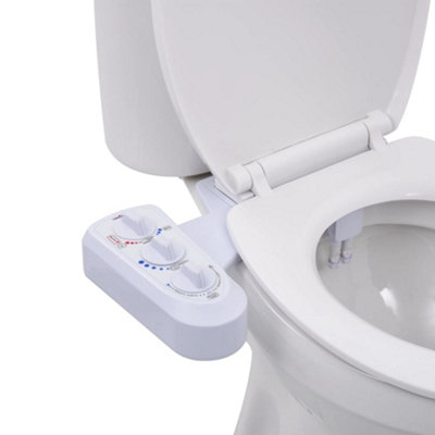 BIDET TOILET SEAT ATTACHMENT HOT COLD WATER DUAL NOZZLES