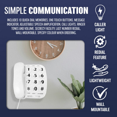 Big Button Landline Home Corded Telephone Large Jumbo Phone For Elderly ...