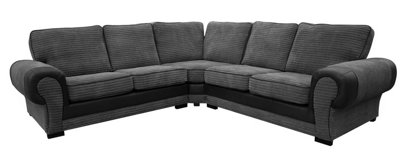 BIG CORNER SOFA SUITE TANGO JUMBO CORD FABRIC SEATER BLACK/GREY