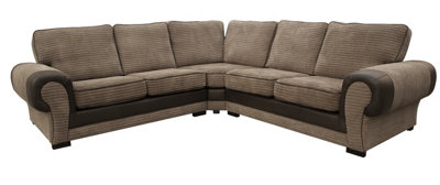 Big Corner Sofa Suite Tango Jumbo Cord Fabric Seater Brown