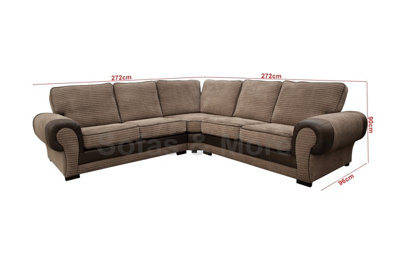 Big Corner Sofa Suite Tango Jumbo Cord Fabric Seater Brown