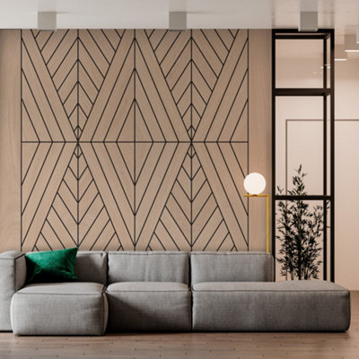 Big Diamond Decorative Oak Wood Wall Panel 240cm x 120cm (2 Panels ...