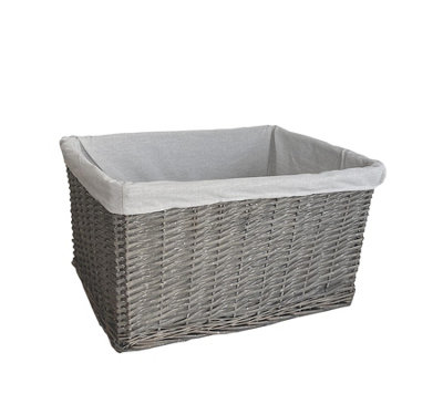 Big Huge Deep Living Room Fireplace Log Basket Full Wicker Storage Box ...