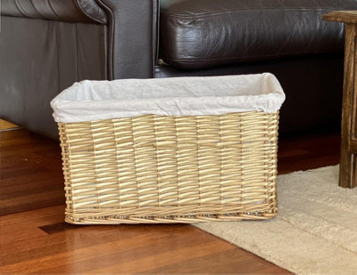 Big Huge Deep Living Room Fireplace Log Basket Full Wicker Storage Box ...