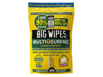 Big Wipes Pro+ Antiviral Multi-Surface Bio Wipes - Refill Pouch with 80 ...