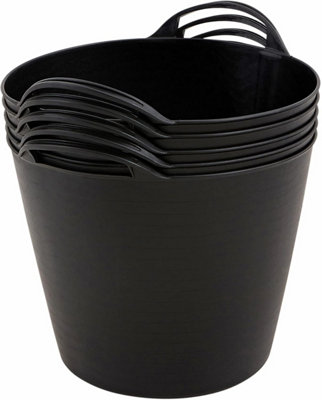 BiGDUG Plastic Flexi Tubs - 26 Litre - Pack of 5 - Black - Heavy Duty ...