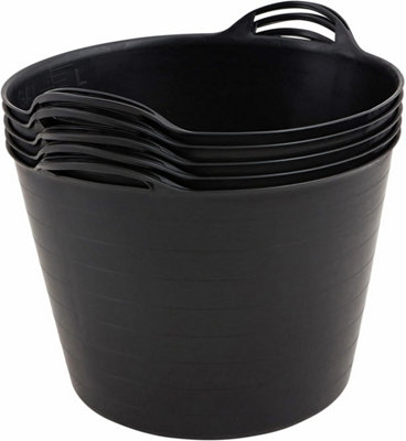 BiGDUG Plastic Flexi Tubs - 42 Litre - Pack of 5 - Black - Heavy Duty ...