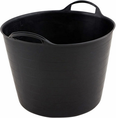 BiGDUG Plastic Flexi Tubs - 42 Litre - Pack of 5 - Black - Heavy Duty ...