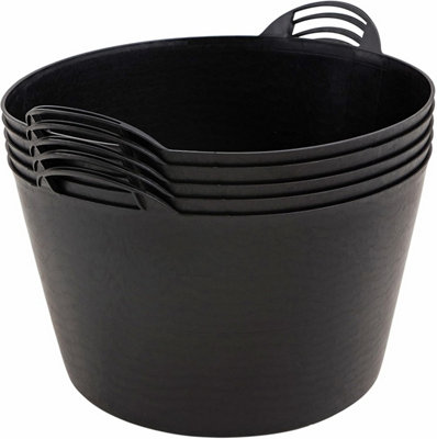 BiGDUG Plastic Flexi Tubs - 65 Litre - Pack of 5 - Black - Heavy Duty ...