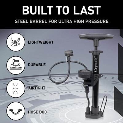 Bike Cycle Tyre Hand Air Mini Pump With Gauge Presta & Schrader Valves ...