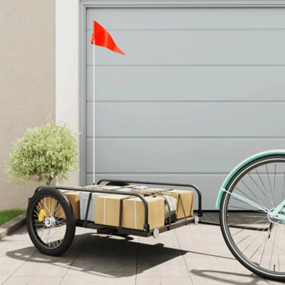 Bike Trailer Black 135x70x37 cm Iron Heavy Duty Cargo Cart