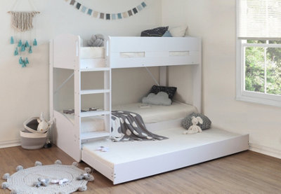 Billie Single Bunk Bed White With Pull Out Trundle