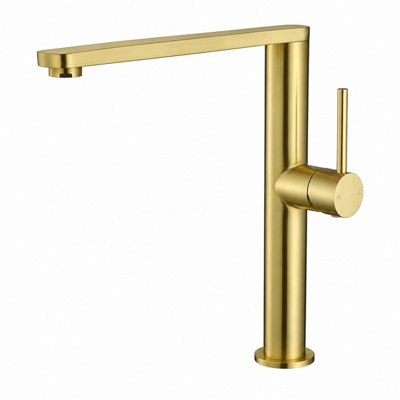BILLTIX Brushed Gold Kitchen Sink Mixer Tap 1 Hole, 360 degree Swivel ...