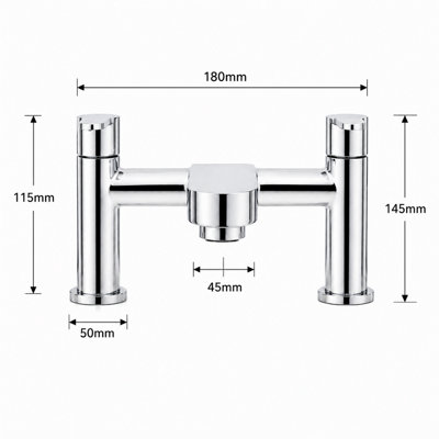 BILLTIX Chrome Bath Filler Mixer Tap, Deck Mounted Waterfall Bath Tap ...