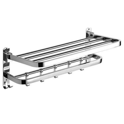 Billtix Double Tier Towel Rail Holder, Wall Mounted Bathroom Rack Shelf ...